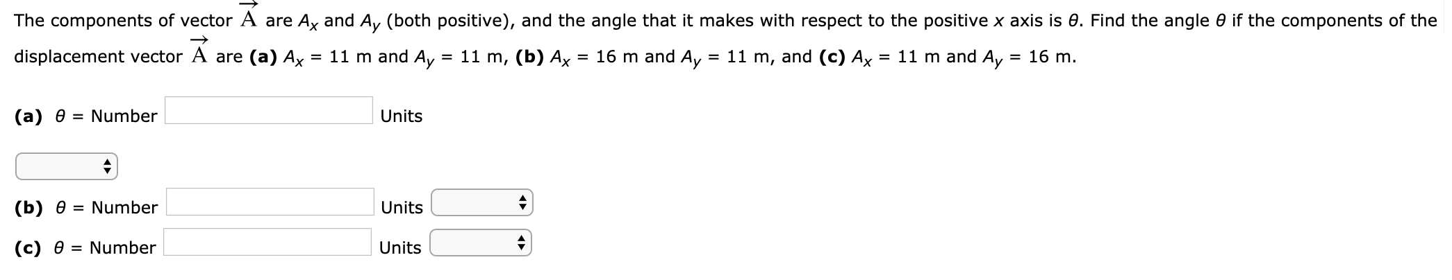 Solved The components of vector A are Ay and Ay (both | Chegg.com