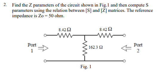 Solved 2. Find the Z parameters of the circuit shown in | Chegg.com