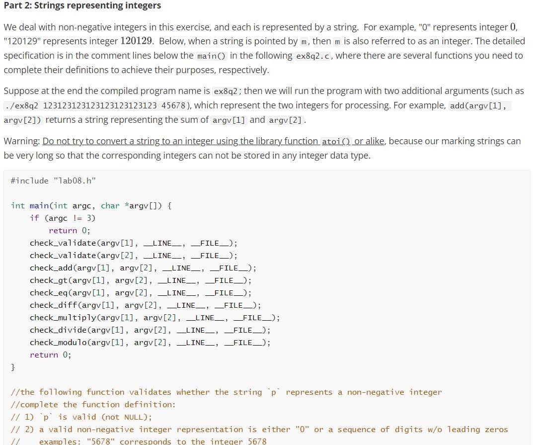 Solved Part 2: Strings representing integers We deal with | Chegg.com