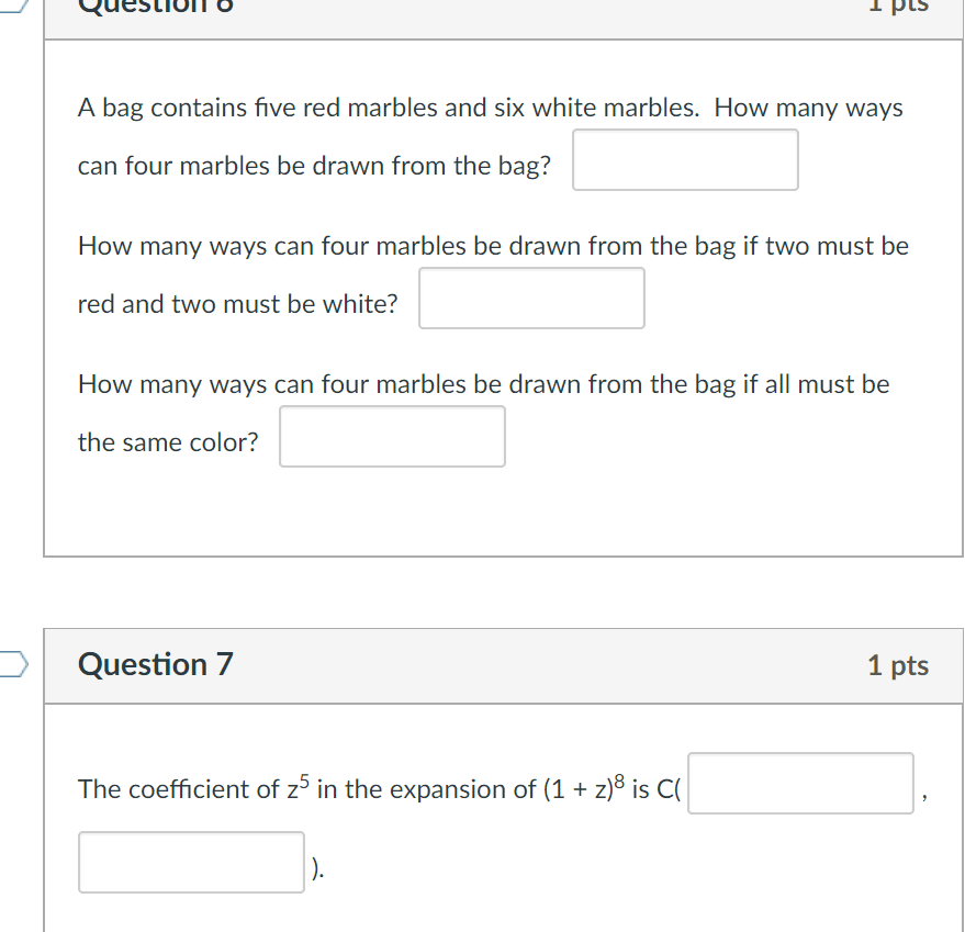 Solved A Bag Contains Five Red Marbles And Six White Chegg