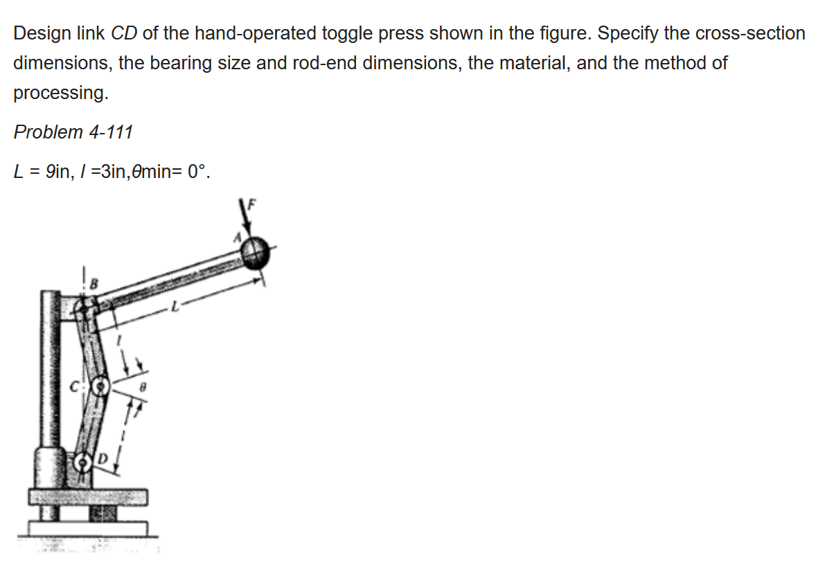 Solved Design link CD of the hand-operated toggle press | Chegg.com