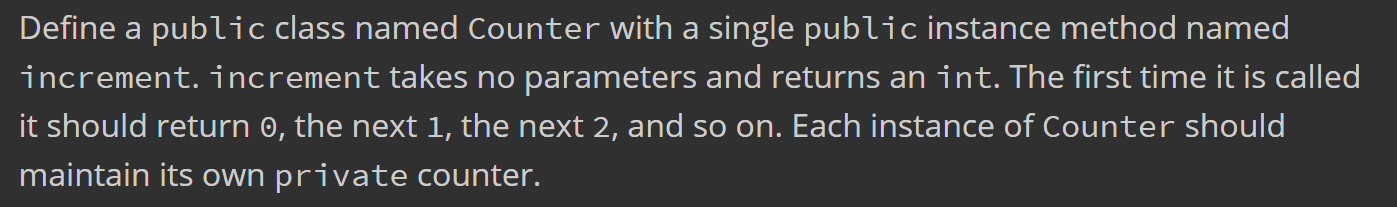 Define A Public Class Named Counter With A Single
