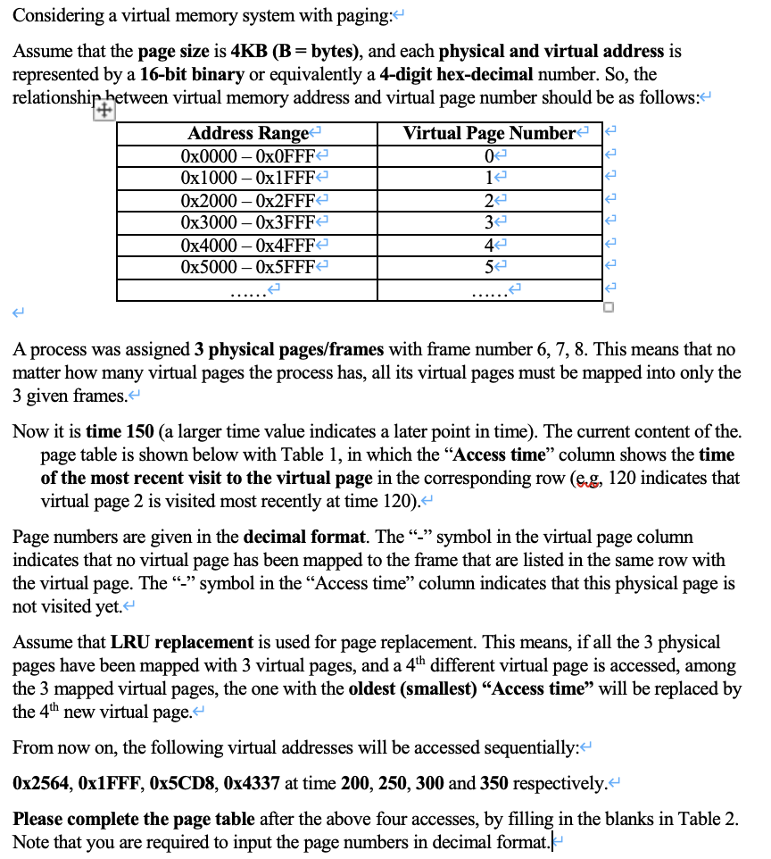Solved Considering a virtual memory system with paging:- | Chegg.com