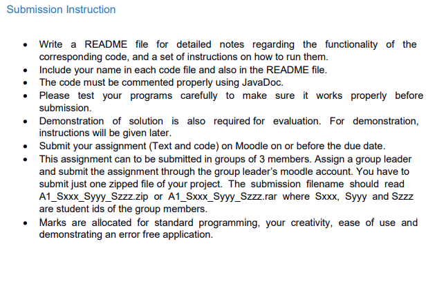 Solved Submission Instruction • Write a README file for | Chegg.com