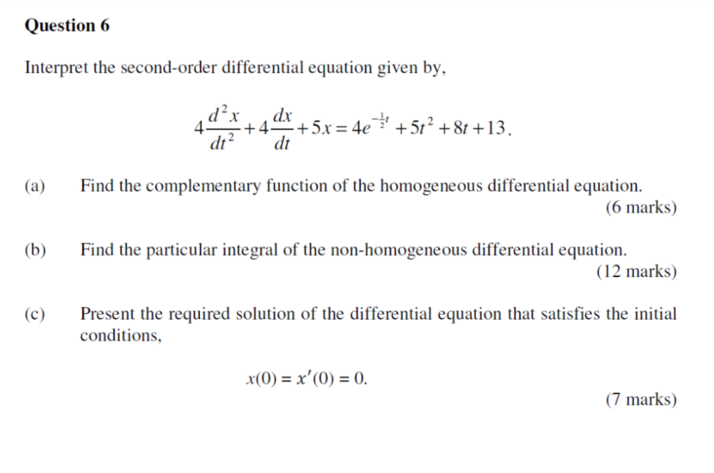 Solved Question 6 Interpret the second-order differential | Chegg.com