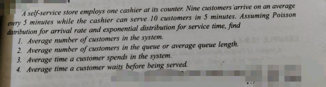 Solved A self-service store employs one cashier at its | Chegg.com