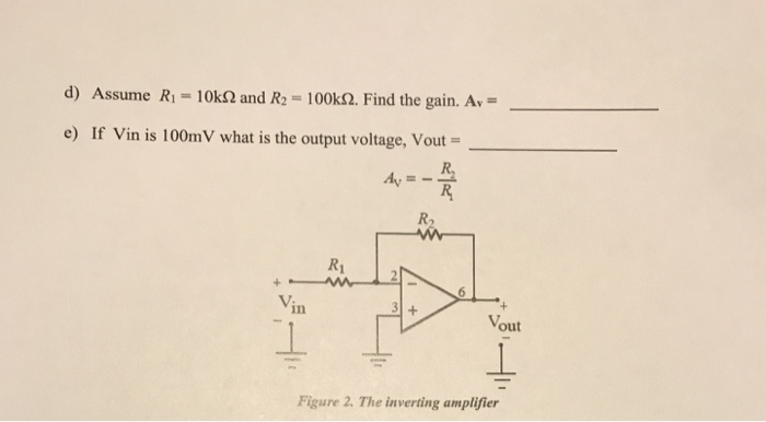 Solved A basic inverting amplifier is shown in figure 2 a) | Chegg.com