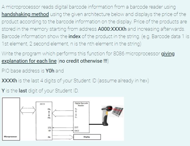 A microprocessor reads digital barcode information | Chegg.com
