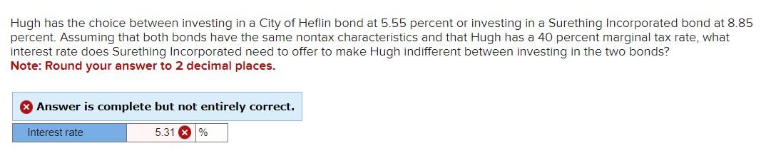 Solved Hugh has the choice between investing in a City of | Chegg.com