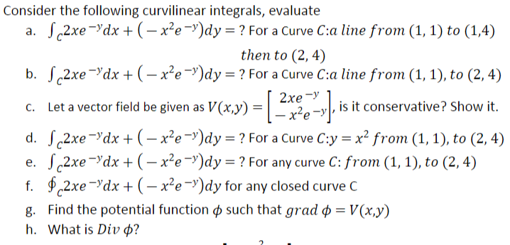 Solved C. Consider the following curvilinear integrals, | Chegg.com
