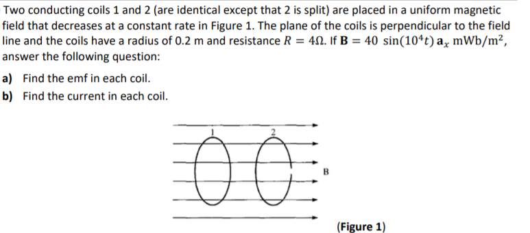 Solved Two conducting coils 1 and 2 (are identical except | Chegg.com