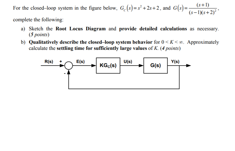Solved (5+1) For the closed-loop system in the figure below, | Chegg.com