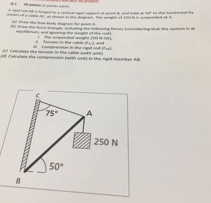 Solved A rigid rod AB is hinged to a vertical rigid support | Chegg.com