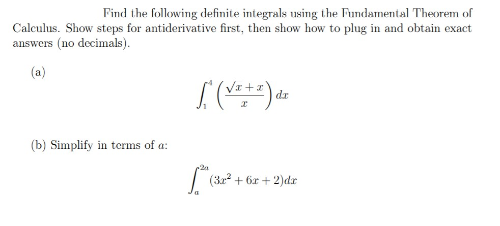 Solved Find the following definite integrals using the | Chegg.com