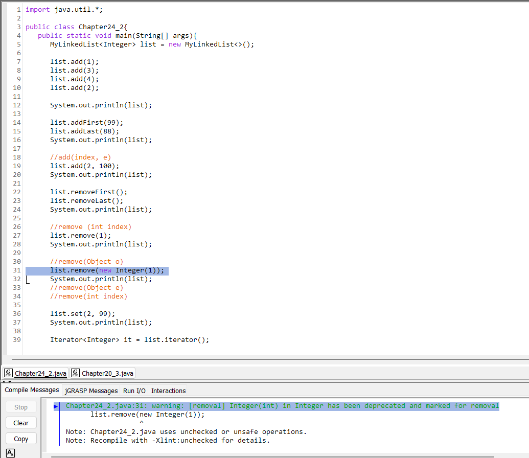 Solved e Messages jGRASP Messages Run I/O Interactions | Chegg.com