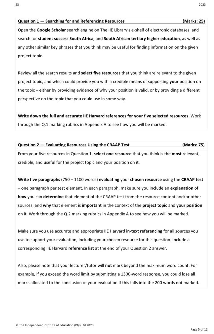 Solved Question 1 - Searching for and Referencing Resources | Chegg.com