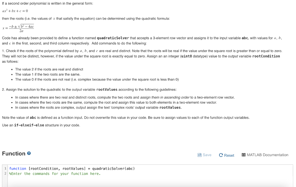Solved If A Second Order Polynomial Is Written In The Chegg