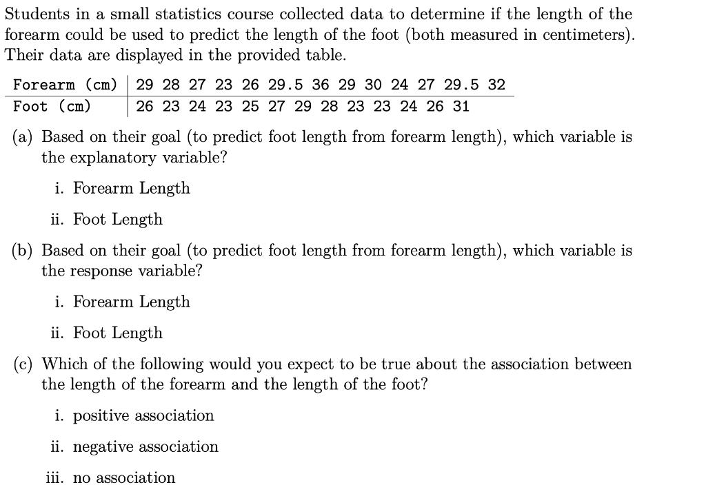 Solved Students in a small statistics course collected data | Chegg.com