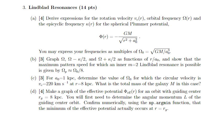 3. Lindblad Resonances (14 pts) (a) [4] Derive | Chegg.com