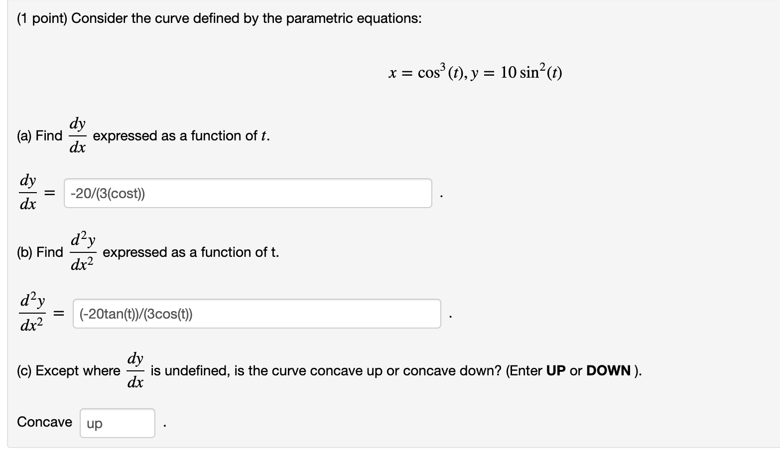 Solved (1 point) Consider the curve defined by the | Chegg.com