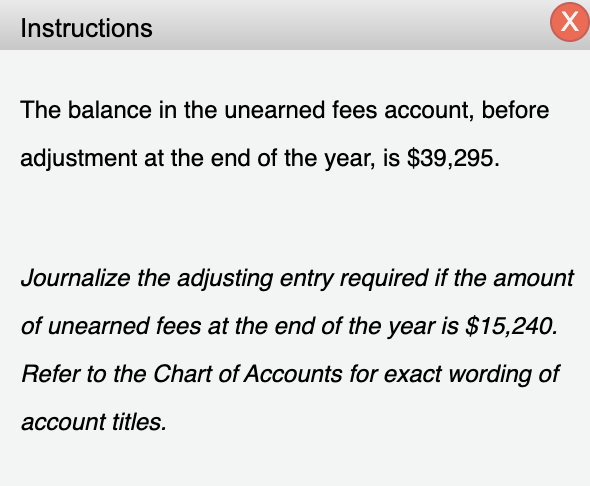 Solved The balance in the unearned fees account, before | Chegg.com