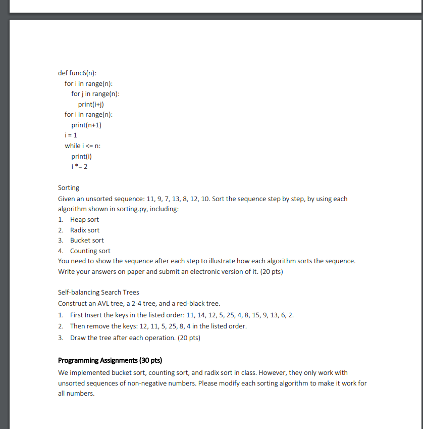 Solved Written Assignments (70 pts) Asymptotic Computational | Chegg.com