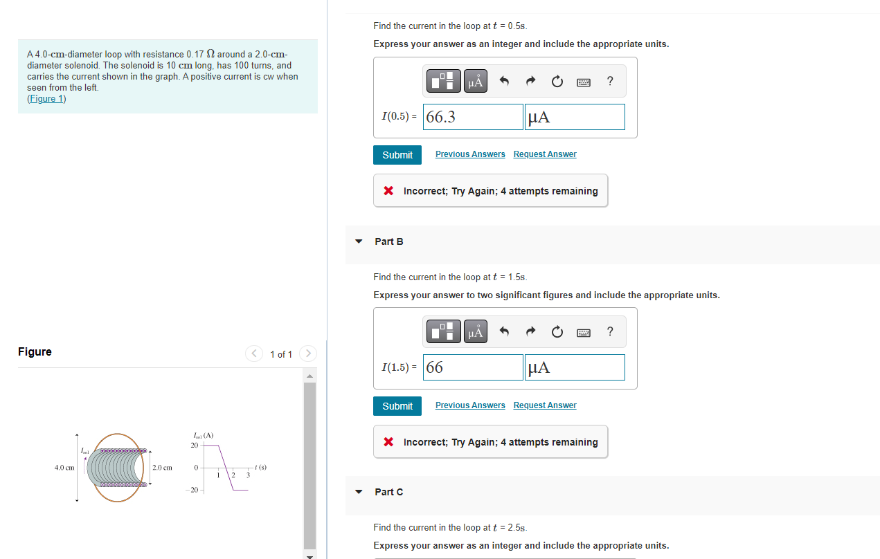 Solved Find the current in the loop at t=0.5 s. A | Chegg.com