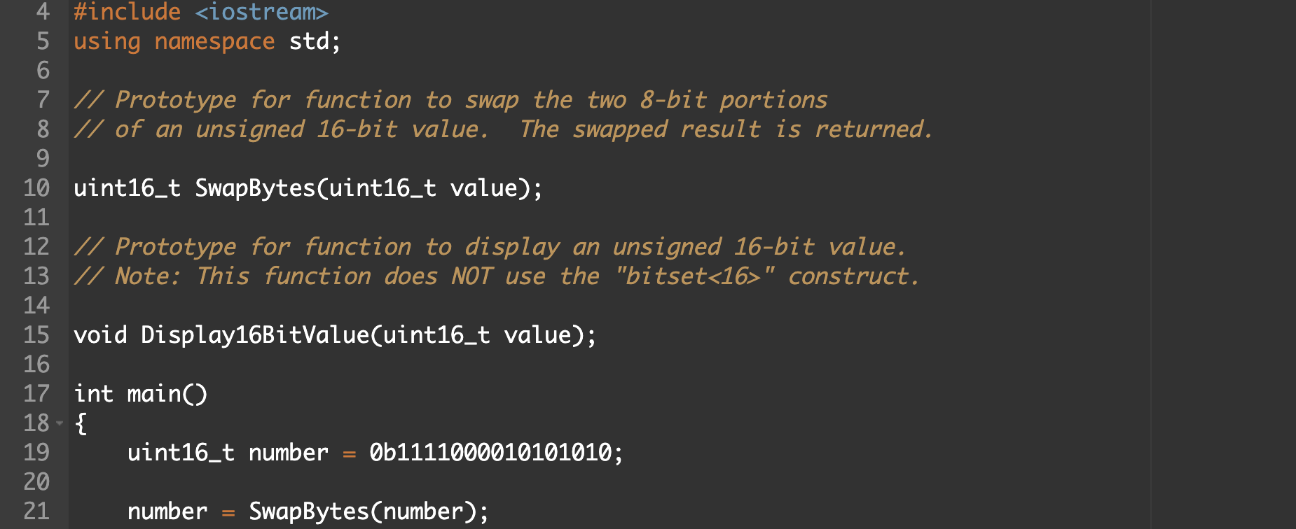 Solved 4 #include 5 using namespace std; 6 7 // Prototype | Chegg.com