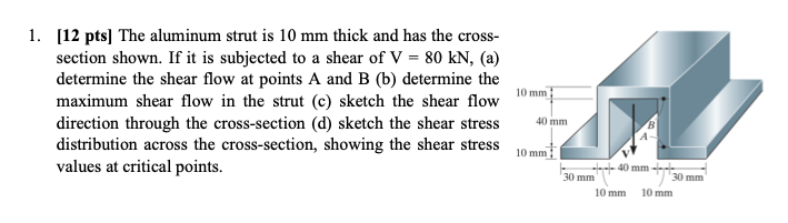 The aluminum strut is 10 mm thick and has the cross- | Chegg.com