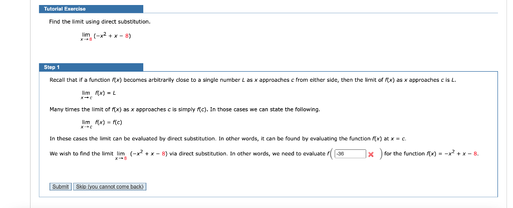 Solved Find the limit using direct substitution. | Chegg.com