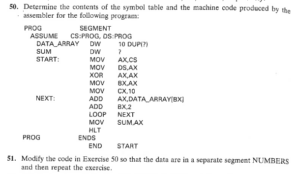 ? 50. Determine the contents of the symbol table and | Chegg.com