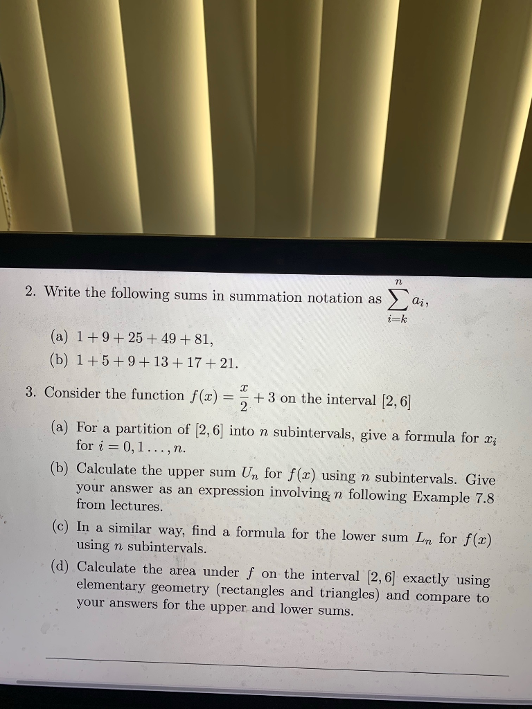 Solved Σα. 2. Write the following sums in summation notation | Chegg.com