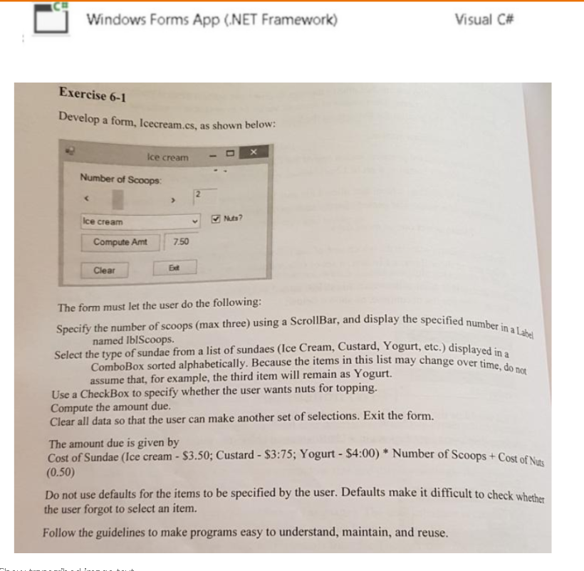 Windows Forms App (NET Framework) Visual C# Exercise | Chegg.com