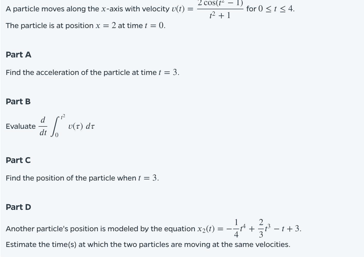 Solved A particle moves along the x-axis with velocity | Chegg.com