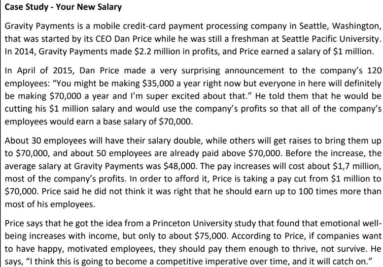 Case Study - Your New Salary Gravity Payments is a | Chegg.com