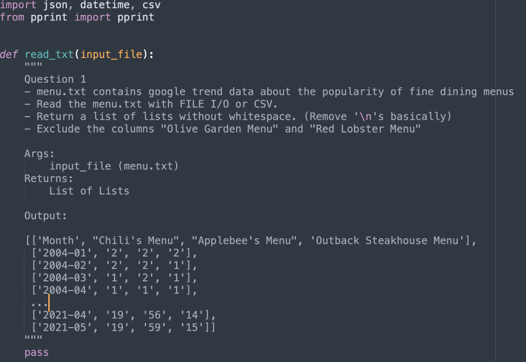 Solved Import Json Datetime Csv From Pprint Import Pprint 