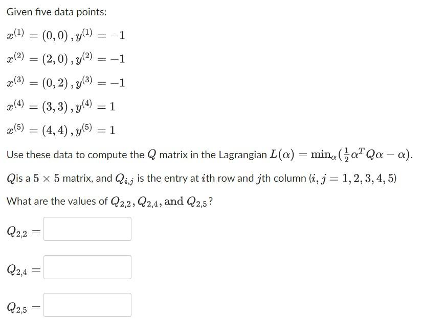Solved Given five data points: | Chegg.com