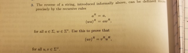 Solved 3. The reverse of a string, introduced informally | Chegg.com