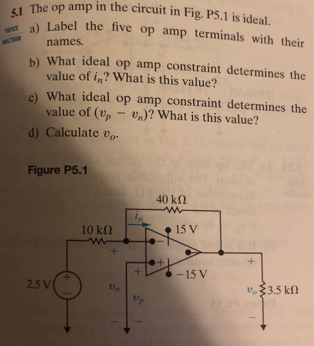 Solved METSIN The op amp in the circuit in Fig. P5.1 is | Chegg.com