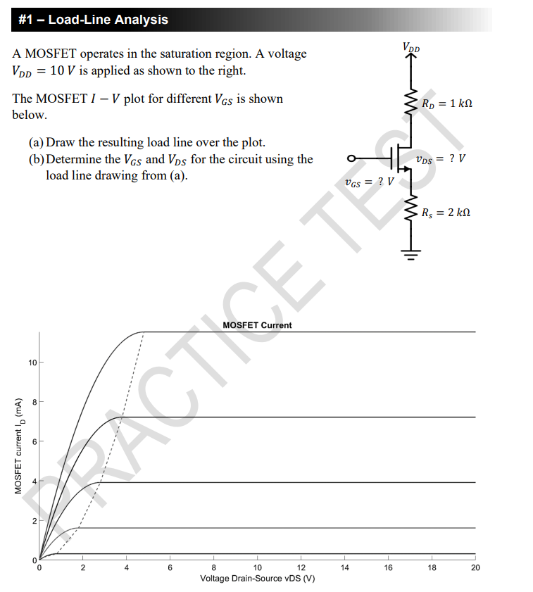 Solved #1 - Load-Line Analysis VRD Rp = 1 k12 A MOSFET | Chegg.com