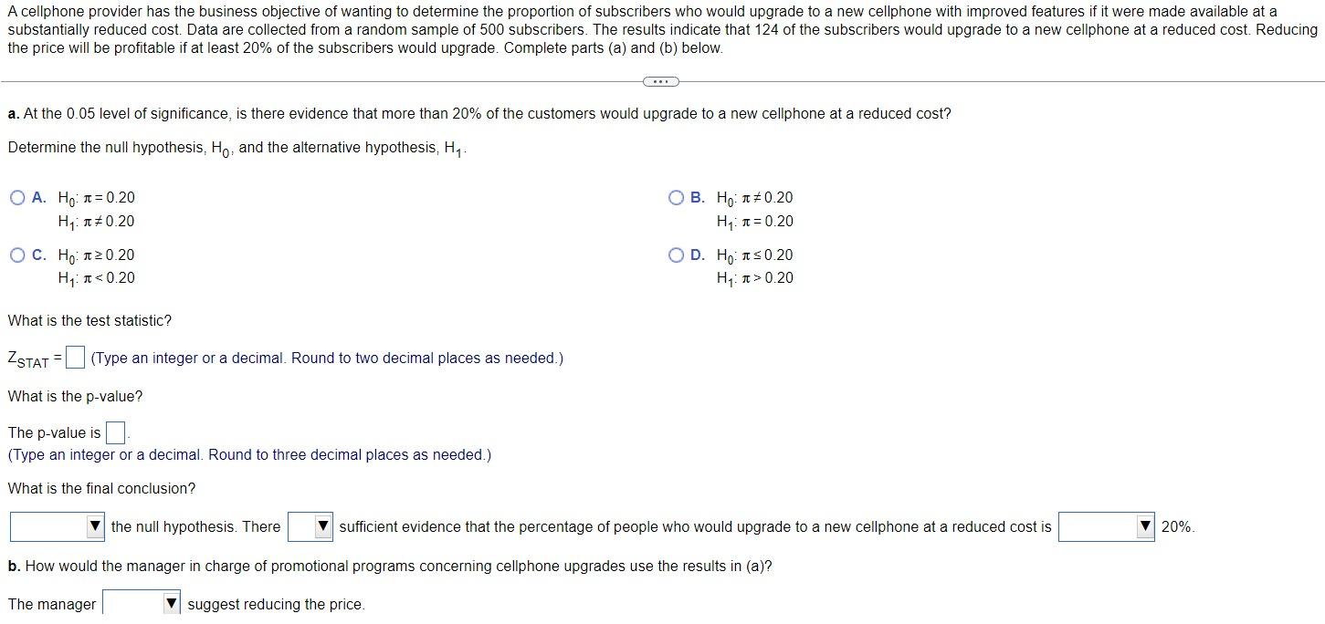 Solved Drop Down Menu in order: 1. reject or do not | Chegg.com