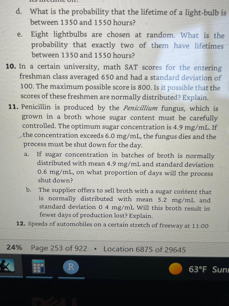 Solved d. What is the probability that the lifetime of a | Chegg.com