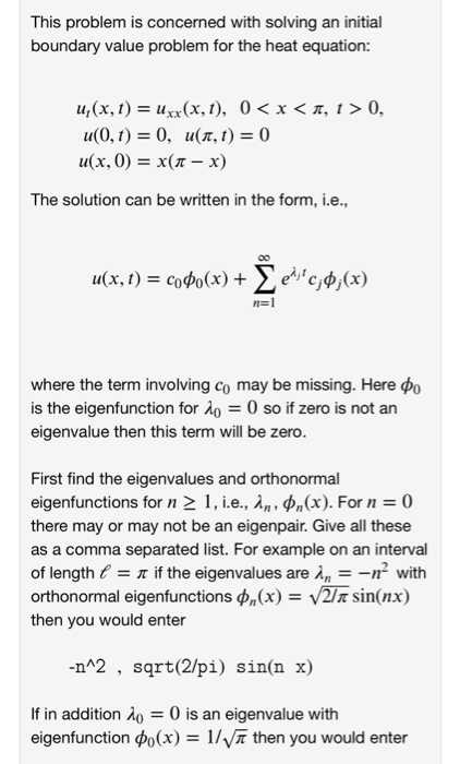Solved This problem is concerned with solving an initial | Chegg.com