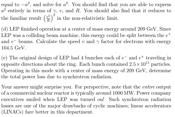 Solved LEP (which stands for Large Electron-Positron | Chegg.com