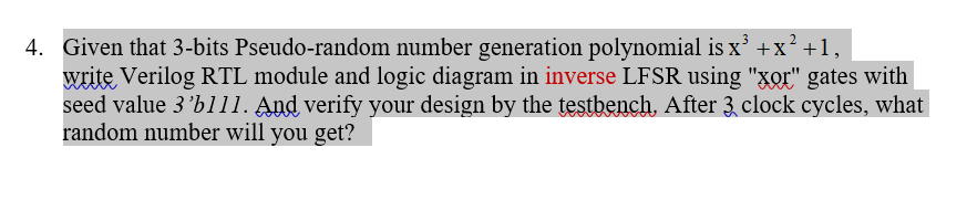 Solved Given That 3 Bits Pseudo Random Number Generation 1403