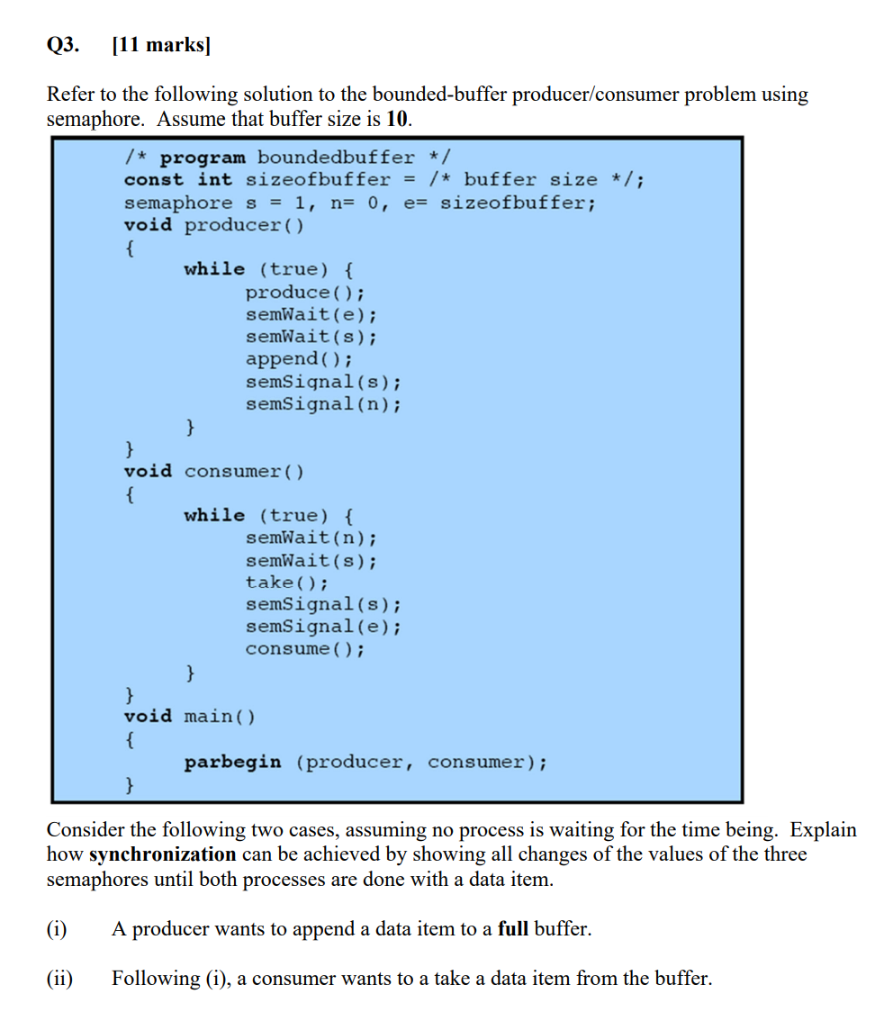 Solved Q3. [11 marks] Refer to the following solution to the | Chegg.com