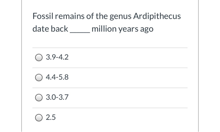 Solved Fossil Remains Of The Genus Ardipithecus Date