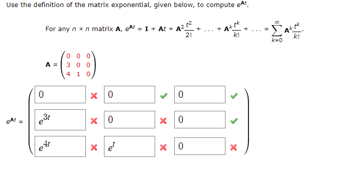 Solved Use the definition of the matrix exponential, given | Chegg.com