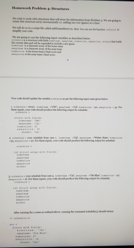 Solved Homework Problem 4: Structures We wish to work with | Chegg.com