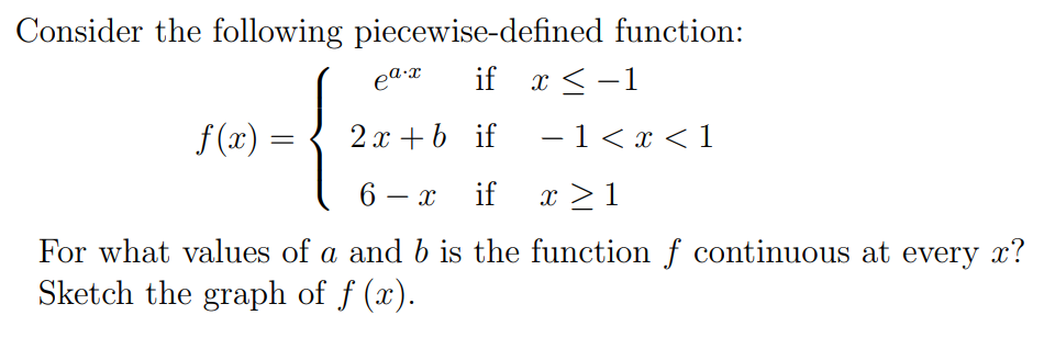 Solved Consider the following piecewise-defined function: | Chegg.com